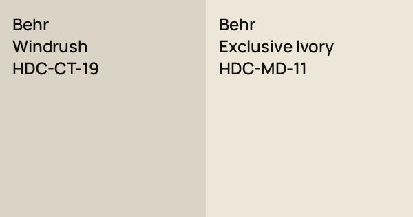 Behr Windrush vs. Behr Exclusive Ivory comparison