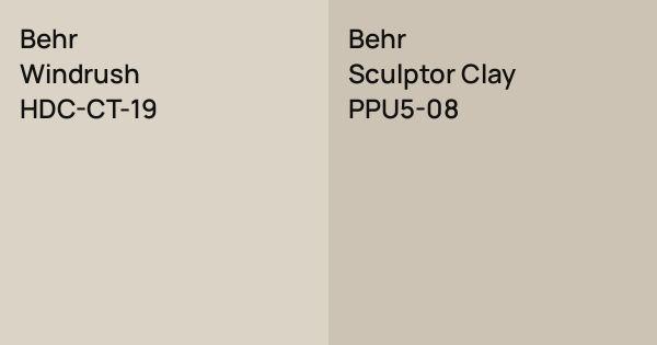 Behr Windrush vs. Behr Sculptor Clay comparison