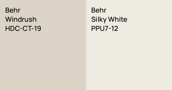 Behr Windrush vs. Behr Silky White comparison