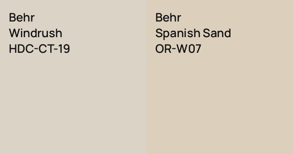 Behr Windrush vs. Behr Spanish Sand comparison