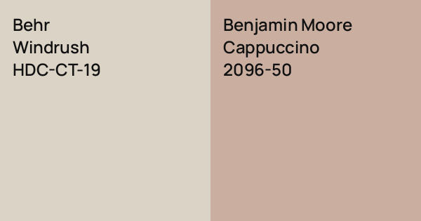Behr Windrush vs. Benjamin Moore Cappuccino comparison