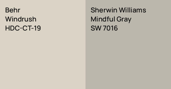 Behr Windrush vs. Sherwin Williams Mindful Gray comparison