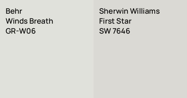 Behr Winds Breath vs. Sherwin Williams First Star comparison