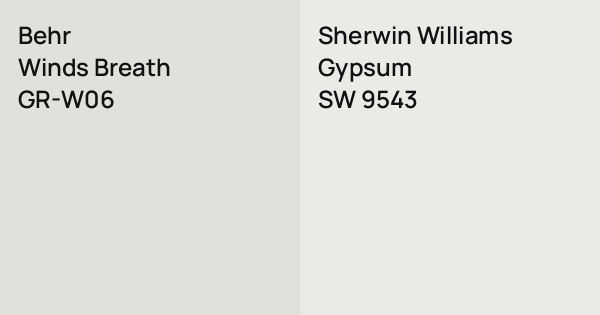Behr Winds Breath vs. Sherwin Williams Gypsum comparison