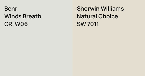 Behr Winds Breath vs. Sherwin Williams Natural Choice comparison