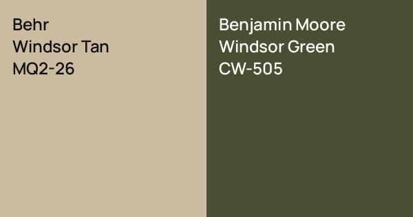 Behr Windsor Tan vs. Benjamin Moore Windsor Green comparison
