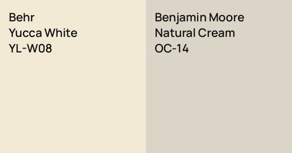 Behr Yucca White vs. Benjamin Moore Natural Cream comparison