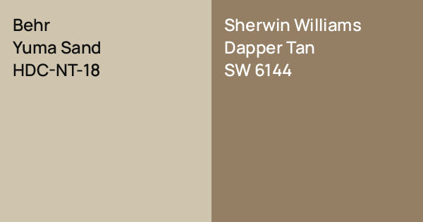 Behr Yuma Sand vs. Sherwin Williams Dapper Tan comparison