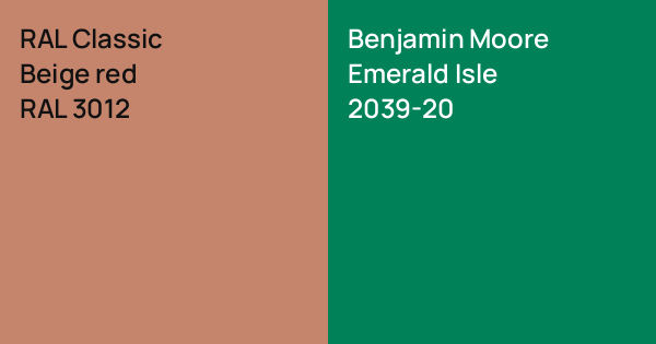 RAL Classic Beige red vs. Benjamin Moore Emerald Isle comparison