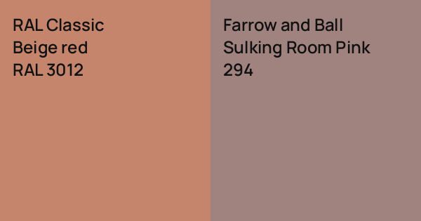 RAL Classic Beige red vs. Farrow and Ball Sulking Room Pink comparison