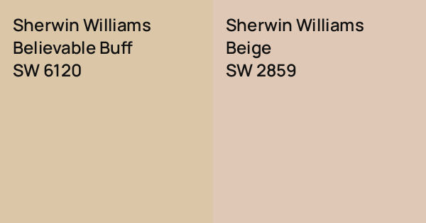 Sherwin Williams Believable Buff vs. Sherwin Williams Beige comparison