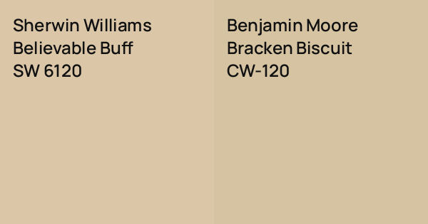Sherwin Williams Believable Buff vs. Benjamin Moore Bracken Biscuit ...