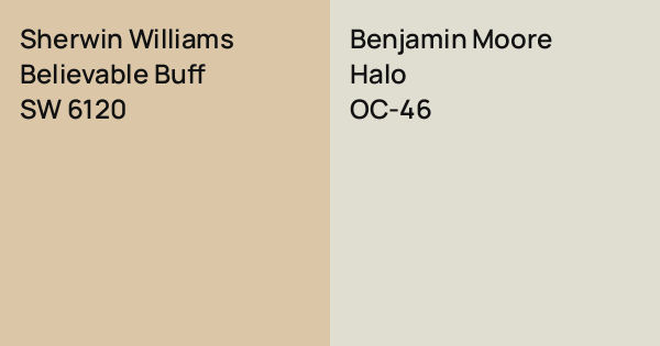 Sherwin Williams Believable Buff vs. Benjamin Moore Halo comparison
