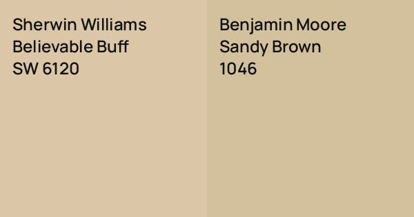 Sherwin Williams Believable Buff vs. Benjamin Moore Sandy Brown comparison