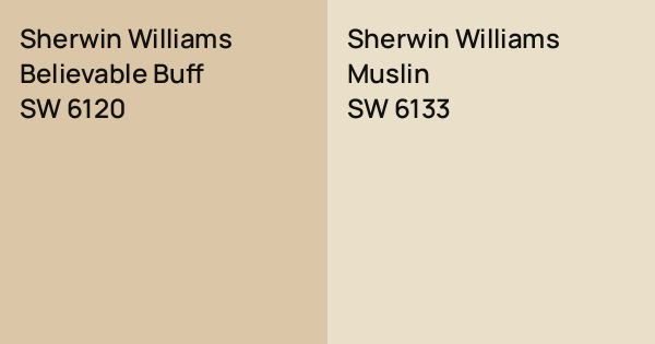 Sherwin Williams Believable Buff vs. Sherwin Williams Muslin comparison
