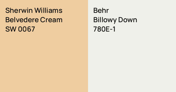 Sherwin Williams Belvedere Cream vs. Behr Billowy Down comparison