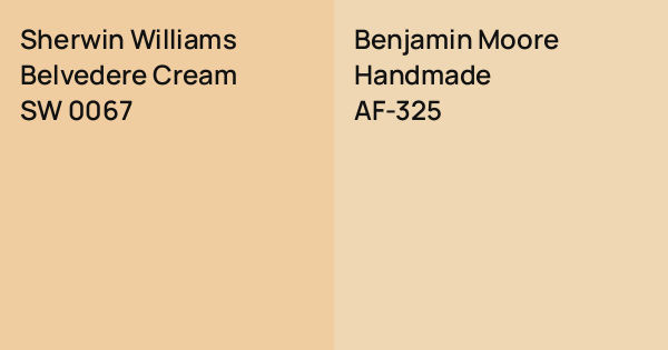 Sherwin Williams Belvedere Cream vs. Benjamin Moore Handmade comparison