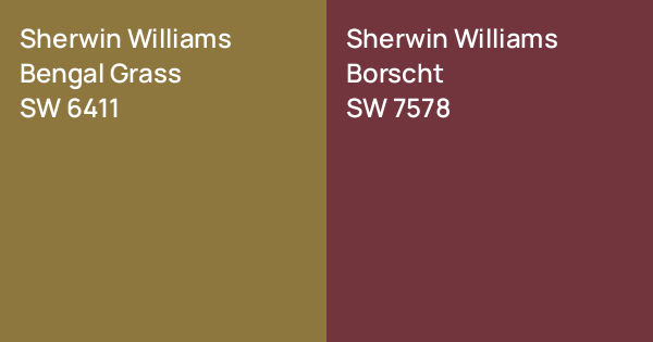 Sherwin Williams Bengal Grass vs. Sherwin Williams Borscht comparison