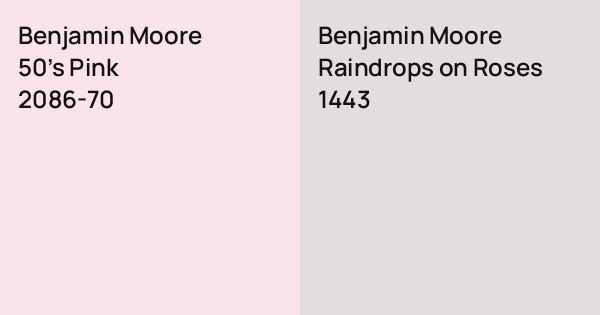 Benjamin Moore 50's Pink vs. Benjamin Moore Raindrops on Roses comparison