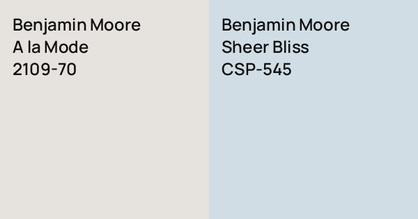 Benjamin Moore A la Mode vs. Benjamin Moore Sheer Bliss comparison