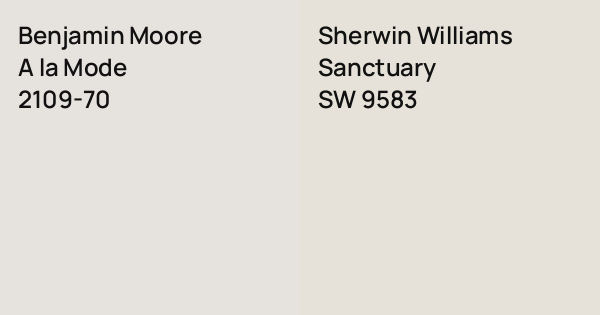 Benjamin Moore A la Mode vs. Sherwin Williams Sanctuary comparison