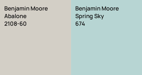Benjamin Moore Abalone vs. Benjamin Moore Spring Sky comparison