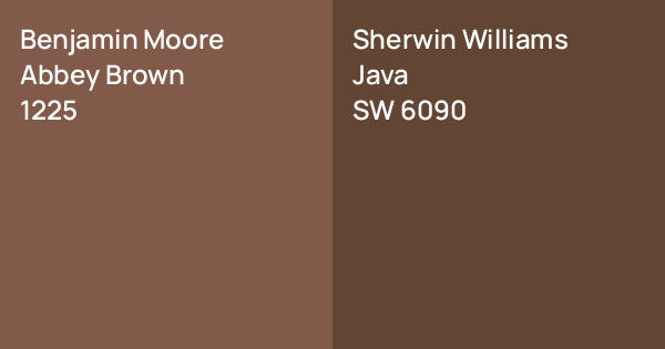Benjamin Moore Abbey Brown vs. Sherwin Williams Java comparison