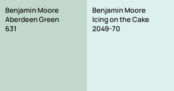 Benjamin Moore Aberdeen Green vs. Benjamin Moore Icing on the Cake ...