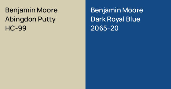 Benjamin Moore Abingdon Putty vs. Benjamin Moore Dark Royal Blue comparison