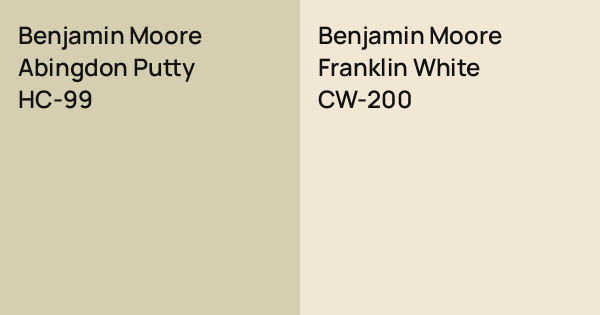 Benjamin Moore Abingdon Putty vs. Benjamin Moore Franklin White comparison