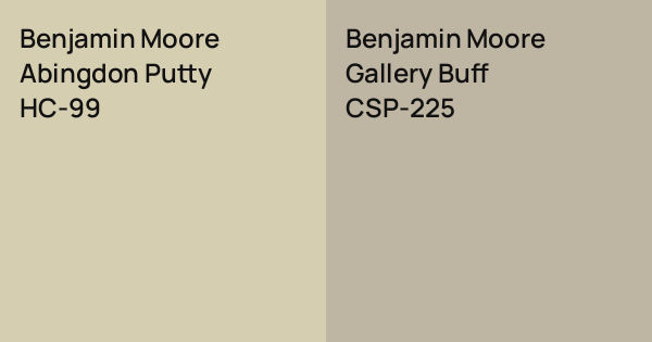 Benjamin Moore Abingdon Putty vs. Benjamin Moore Gallery Buff comparison