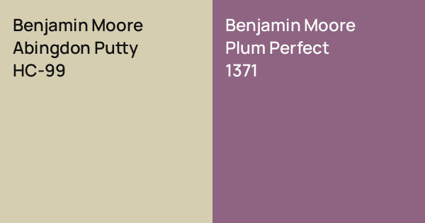 Benjamin Moore Abingdon Putty vs. Benjamin Moore Plum Perfect comparison