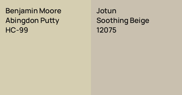 Benjamin Moore Abingdon Putty vs. Jotun Soothing Beige comparison