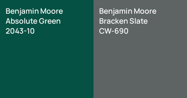 Benjamin Moore Absolute Green vs. Benjamin Moore Bracken Slate comparison