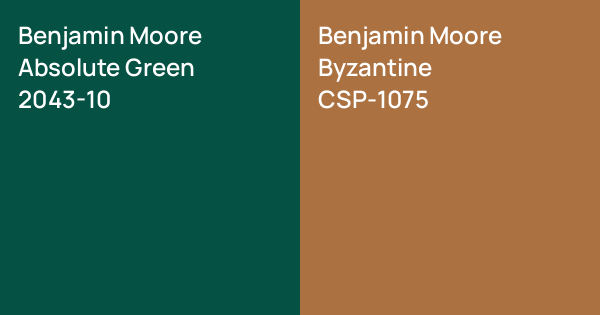 Benjamin Moore Absolute Green vs. Benjamin Moore Byzantine comparison