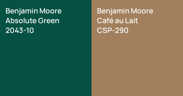 Benjamin Moore Absolute Green vs. Benjamin Moore Café au Lait comparison