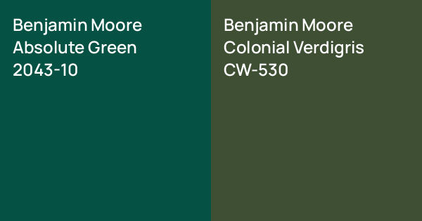 Benjamin Moore Absolute Green vs. Benjamin Moore Colonial Verdigris ...