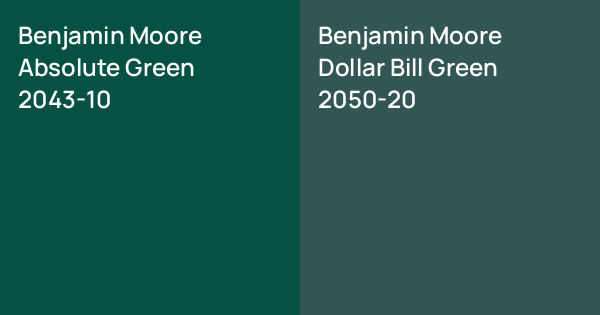 Benjamin Moore Absolute Green vs. Benjamin Moore Dollar Bill Green ...