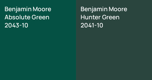 Benjamin Moore Absolute Green vs. Benjamin Moore Hunter Green comparison
