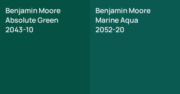 Benjamin Moore Absolute Green vs. Benjamin Moore Marine Aqua comparison