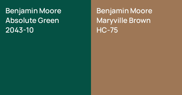 Benjamin Moore Absolute Green vs. Benjamin Moore Maryville Brown comparison