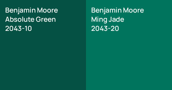 Benjamin Moore Absolute Green vs. Benjamin Moore Ming Jade comparison