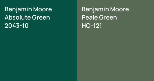 Benjamin Moore Absolute Green vs. Benjamin Moore Peale Green comparison