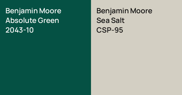 Benjamin Moore Absolute Green vs. Benjamin Moore Sea Salt comparison