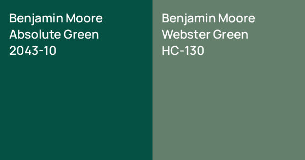 Benjamin Moore Absolute Green vs. Benjamin Moore Webster Green comparison