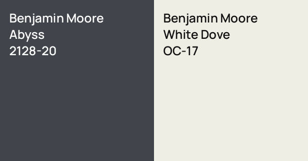 Benjamin Moore Abyss vs. Benjamin Moore White Dove comparison