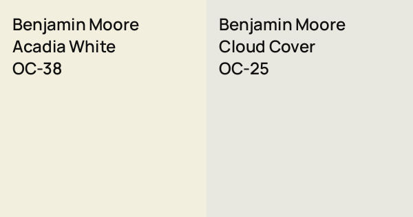Benjamin Moore Acadia White vs. Benjamin Moore Cloud Cover comparison