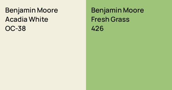 Benjamin Moore Acadia White vs. Benjamin Moore Fresh Grass comparison