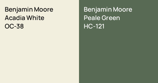 Benjamin Moore Acadia White vs. Benjamin Moore Peale Green comparison