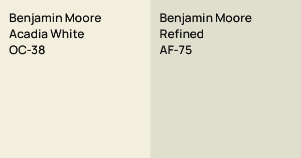 Benjamin Moore Acadia White vs. Benjamin Moore Refined comparison